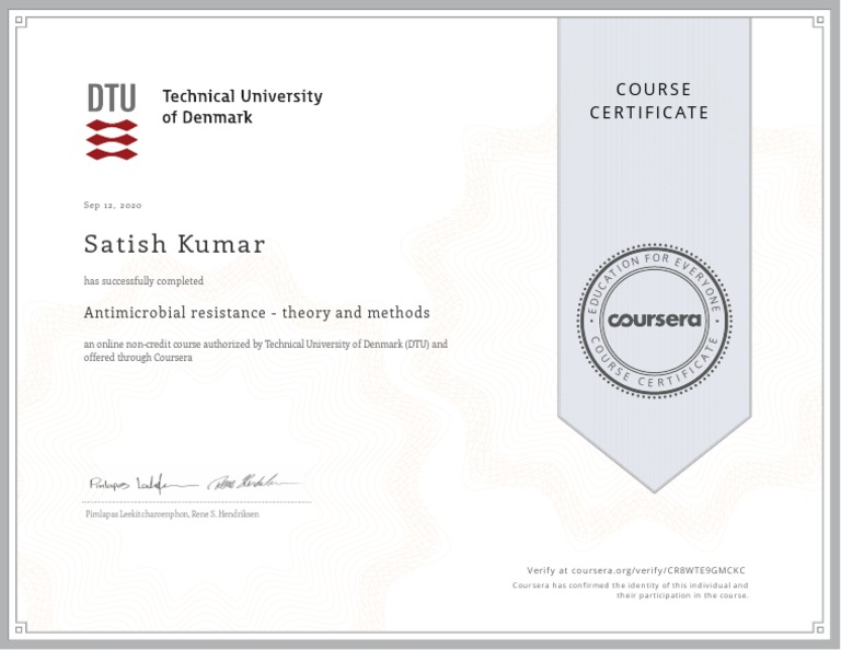 Antimicrobial Resistance Course Certificate | PDF