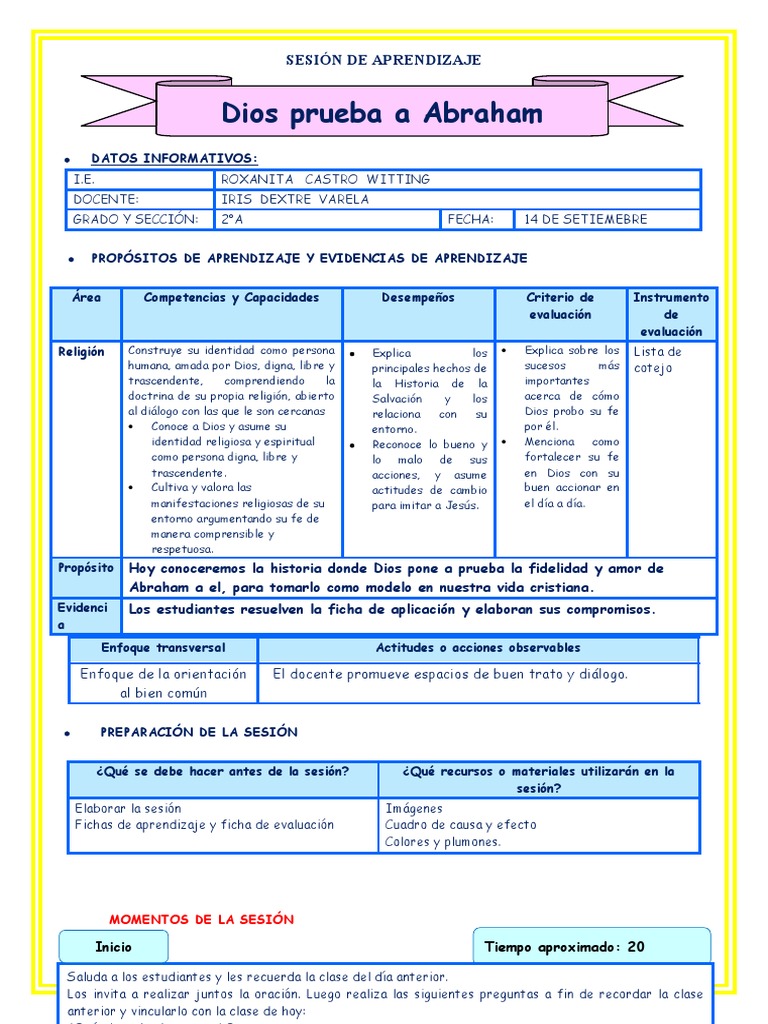 E5 S3 Sesion D5 Religión Dios Prueba A Abraham | PDF | Abrahán | Isaac