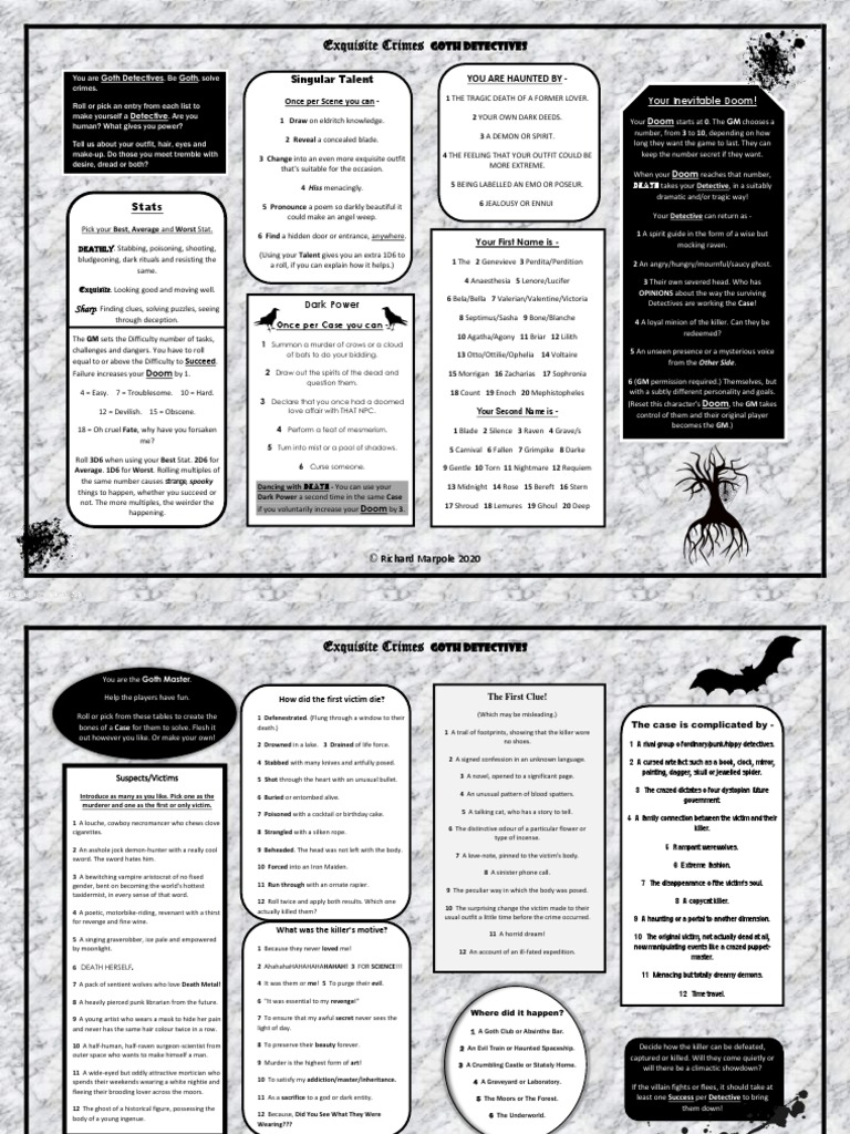 Exquisite Crimes - Goth Detectives Accessible and Easy Printing Version ...