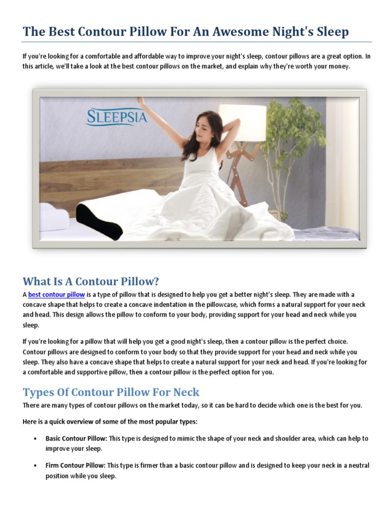 The Best Contour Pillow For An Awesome Night's Sleep | PDF | Pillow