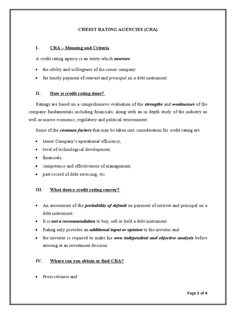 Notes On CRA | PDF | Credit Rating Agency | Bond Credit Rating