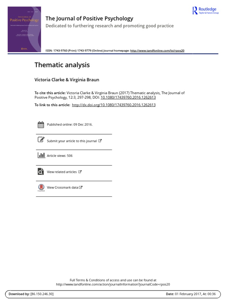 Clarke, V., & Braun, V. (2017) Thematic Analysis | PDF | Qualitative ...