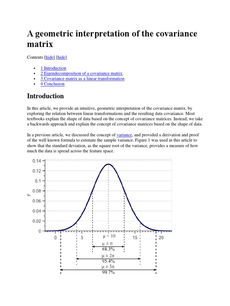 Geometric Interpretation of Covariance Matrices Through Linear ...