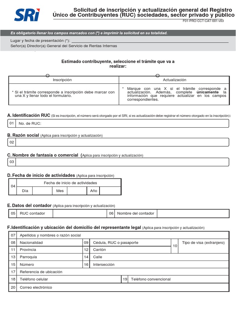Formulario Inscripcio - N y Actualizacio - N de La Informacio - N Del ...