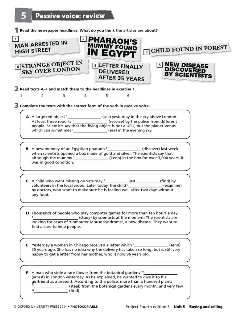 Project 4ed - Level 5 - Photocopiable Activities - Unit 5 | PDF ...