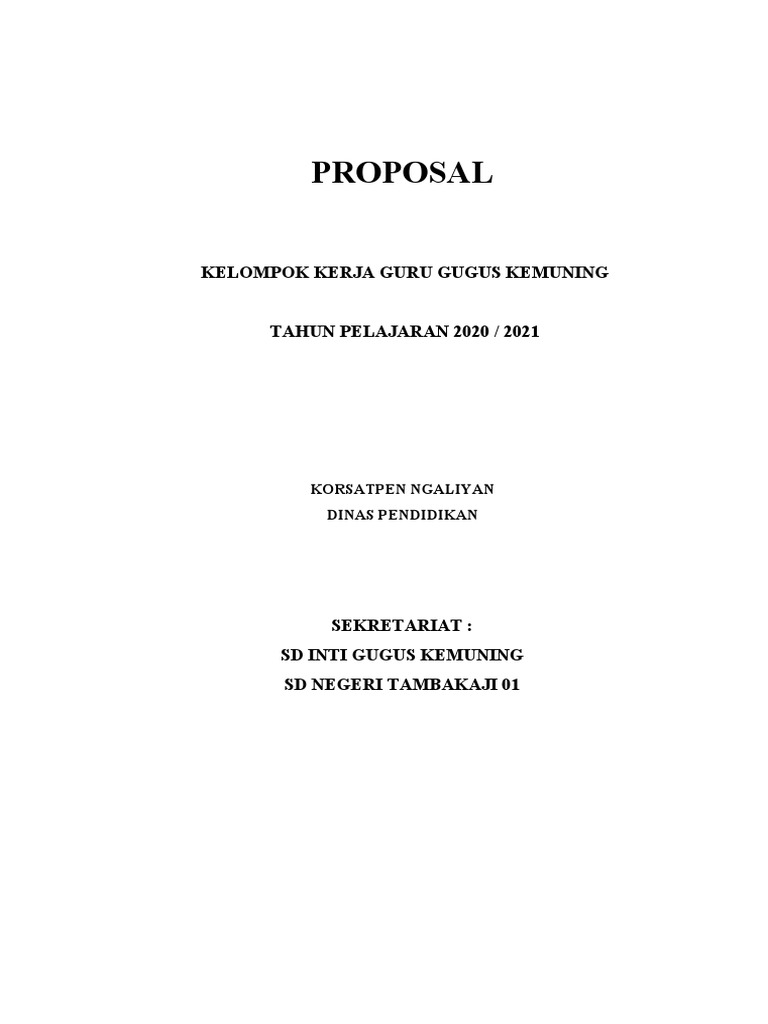 Cover Depan Proposal KKG Terbaru Format Word | PDF
