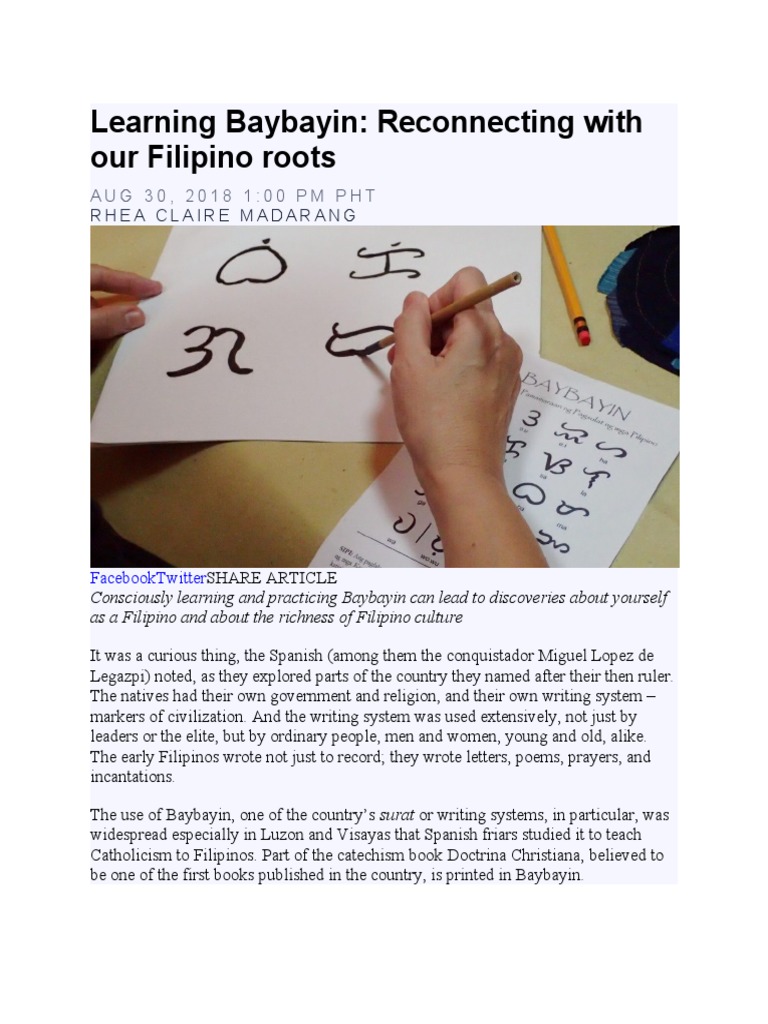 Learning Baybayin | PDF | Writing | Philippines
