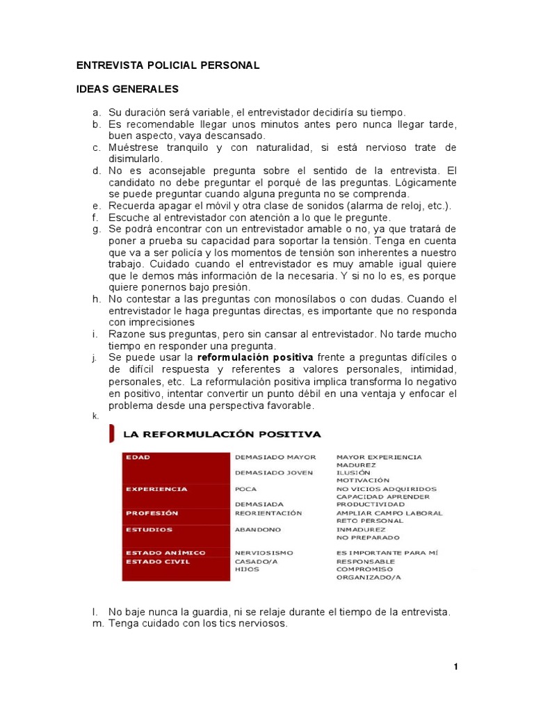 Entrevista Policial Personal | PDF | Policía