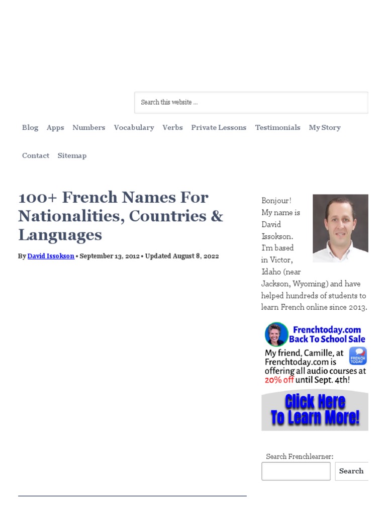100+ French Names For Nationalities, Countries & Languages | PDF ...
