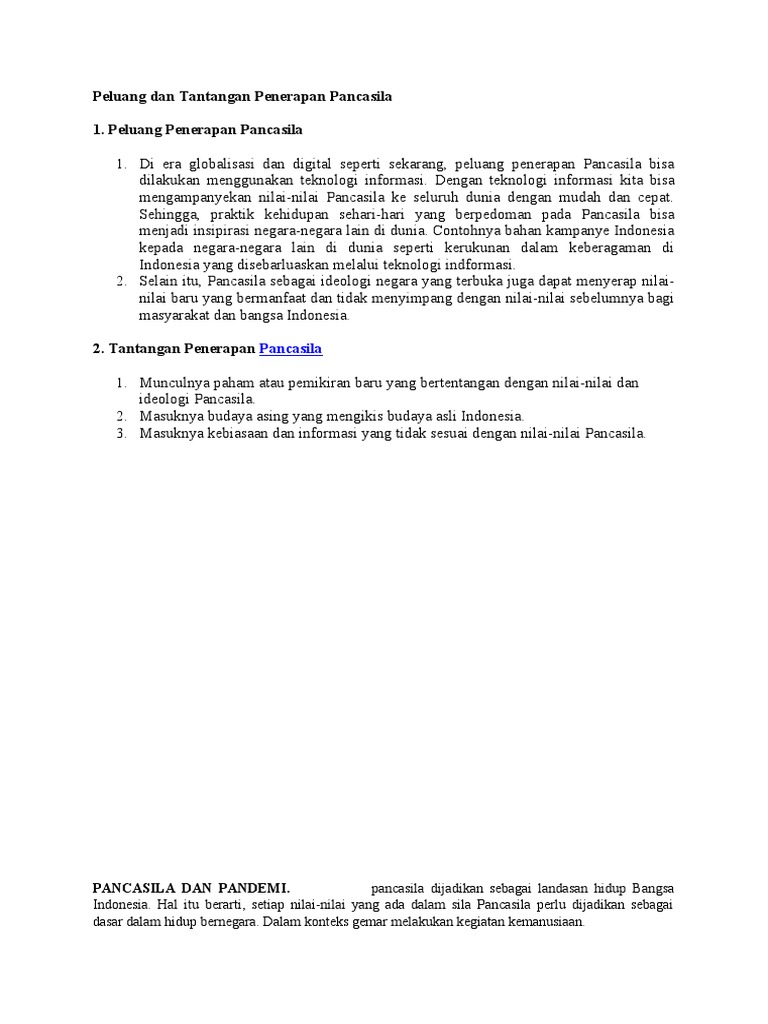Peluang dan Tantangan Pancasila di Era Digital | PDF