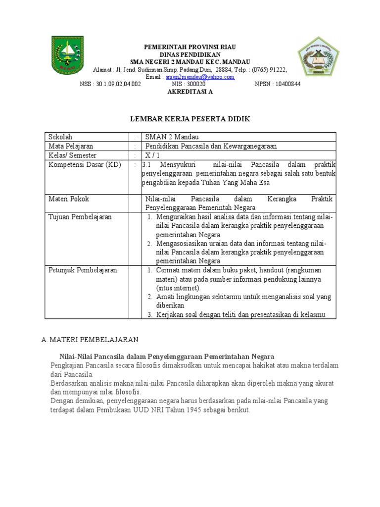 LKPD PKN 1 | PDF
