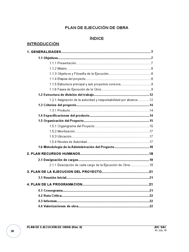 Plan de Ejecución de Obra de Almacén | PDF | Calidad (comercial) | Contratista general