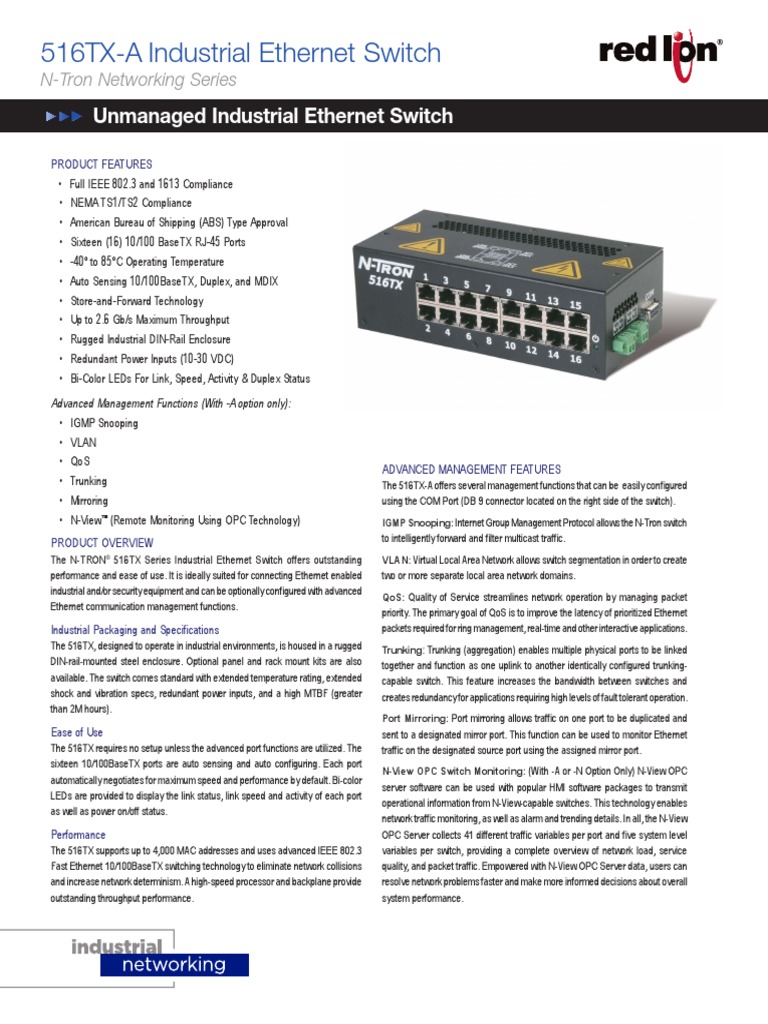 516TX Data Sheet | PDF | Network Switch | Computer Network