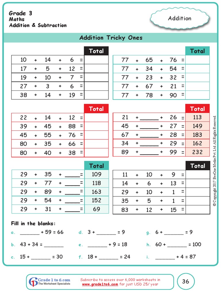 Tricky Addition | PDF