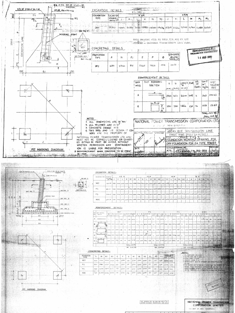 DA Type Foundation Drawings For JGDC Line | PDF