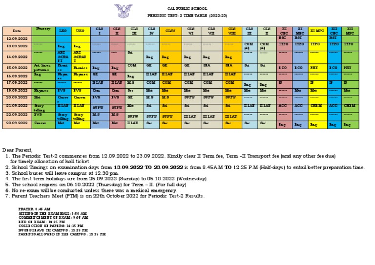 pt-2 time table | PDF