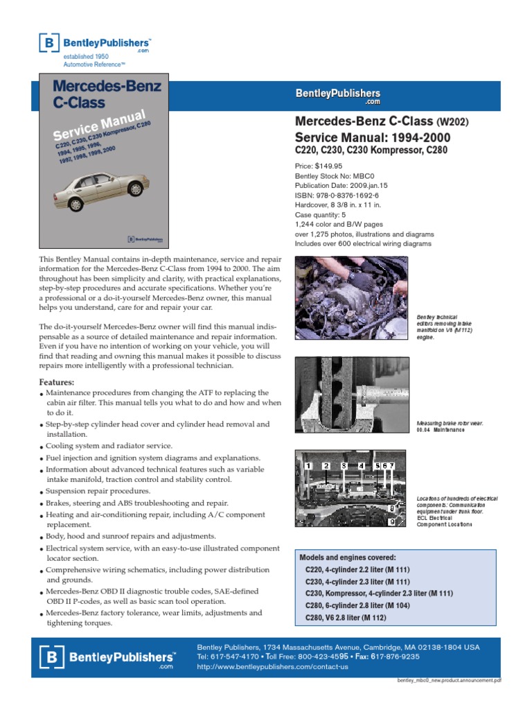 Mercedes Benz C Class w202 Service Manual | PDF | Automotive Industry ...
