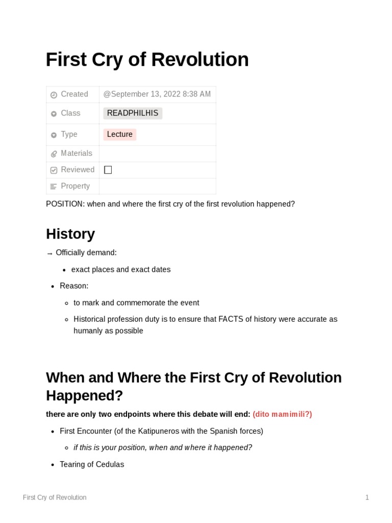 First Cry of Revolution | PDF | Independence | Philippines
