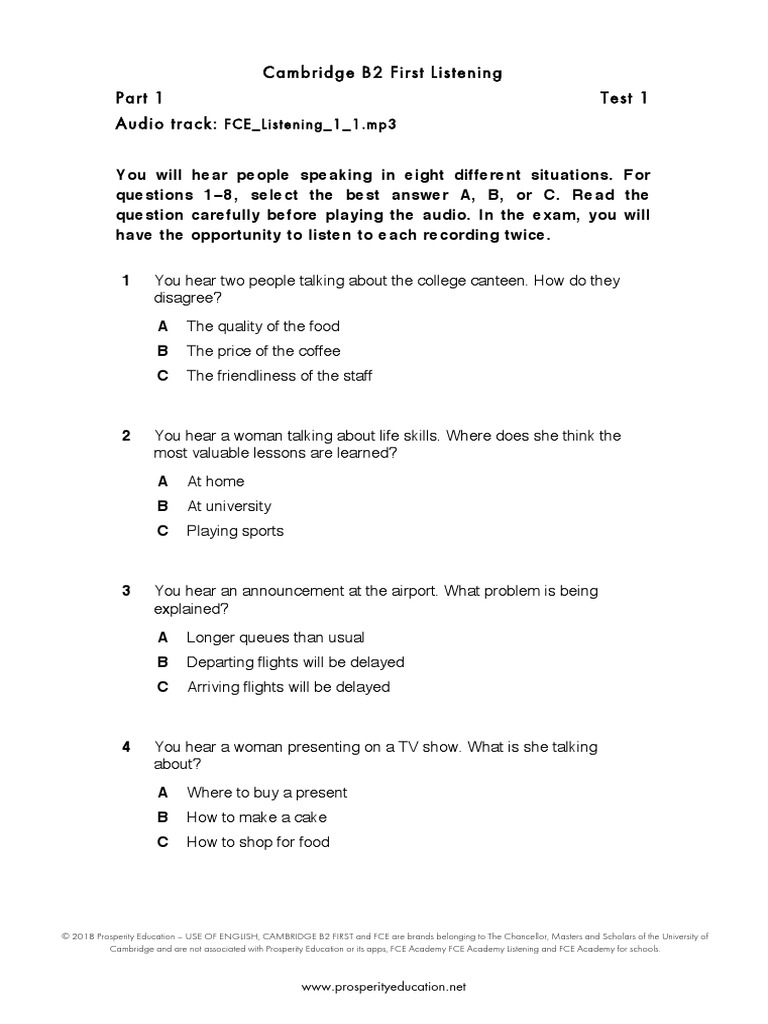 Listening First Test 01-Pages-2-7 | PDF | University Of Cambridge
