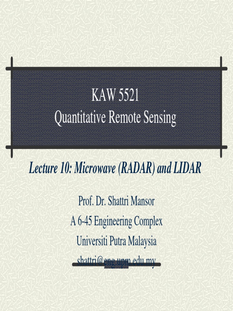 8 - RADAR and LIDAR | Download Free PDF | Lidar | Radar