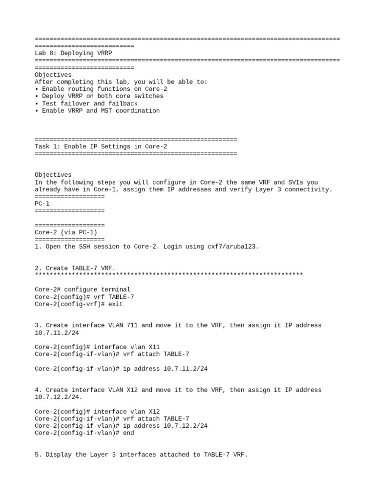 Aruba Lab 8 | PDF | Telecommunications | Computing