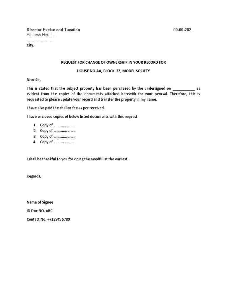 Change of Ownership Request Form | PDF