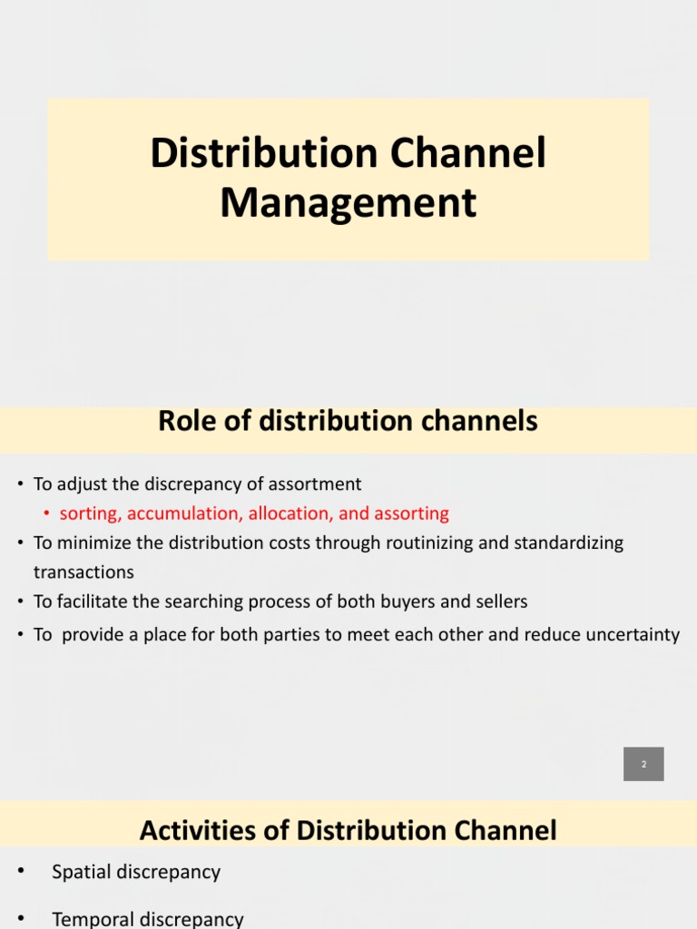 Distribution Channel Management Overview | PDF | Customer Experience ...