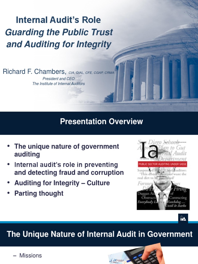 2 1 IIA Guarding The Public Trust and Auditing For Integrity Richard F ...