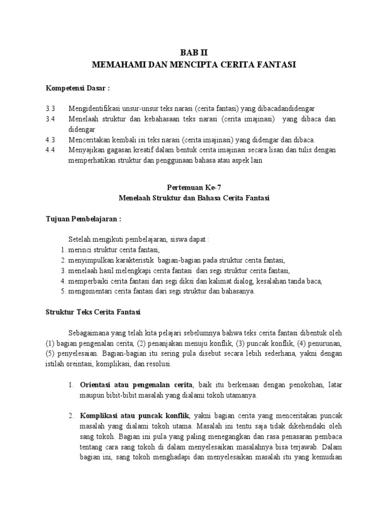 Analisis Kebahasaan Cerita Fantasi | PDF