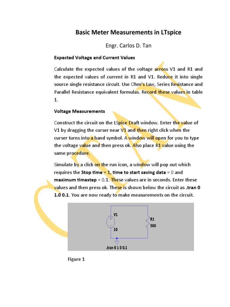 Activity 2 - Basic Meter Measurements in LTspice | PDF | Electrical Network | Electrical ...
