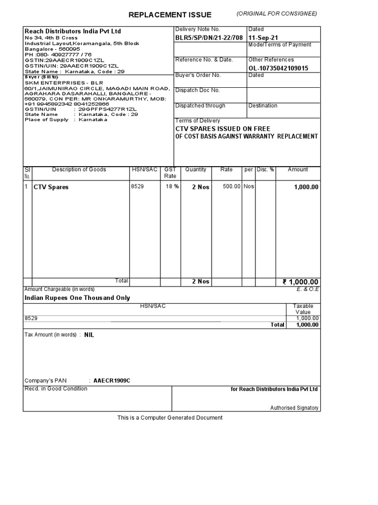 CTV Spares Replacement Document | PDF | Government | Economies