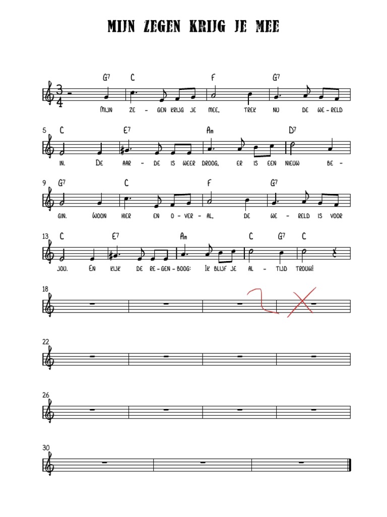 Mijn Zegen Krijg Je Mee - Full Score | PDF