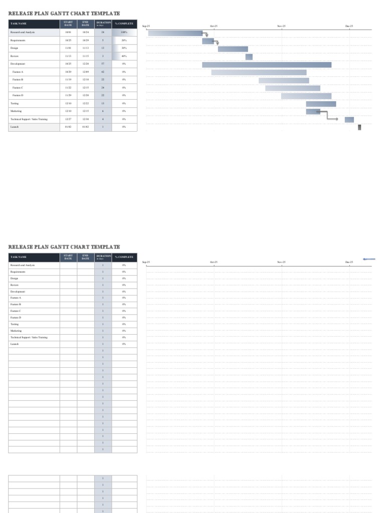 Gantt Chart Release Plan Template | PDF | Reliability Engineering