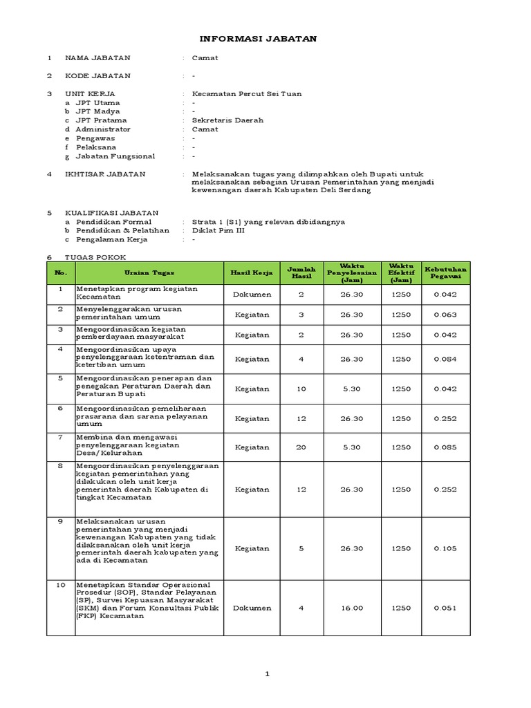 Anjab Abk - Camat | PDF