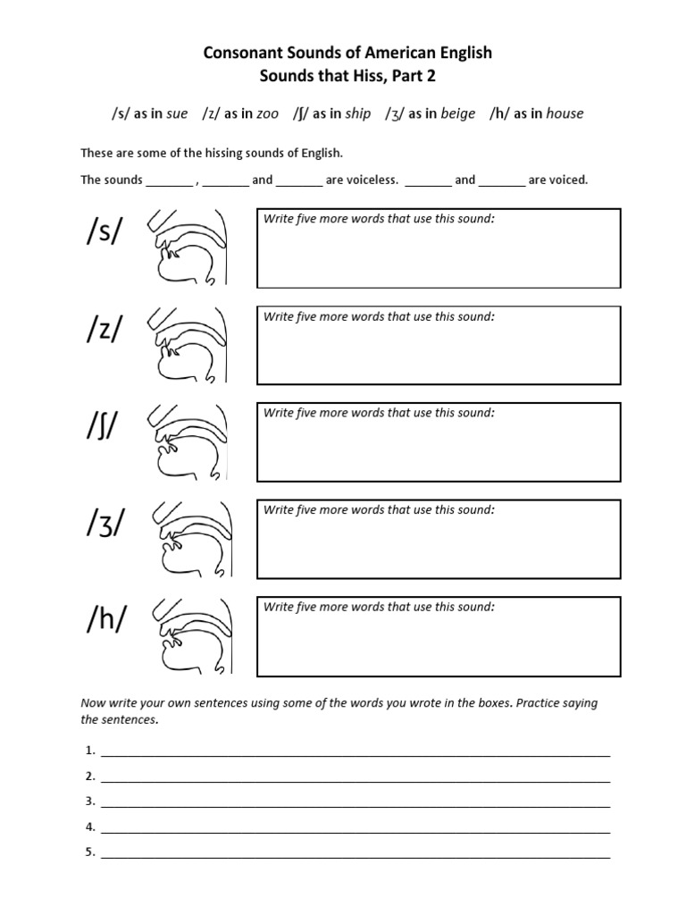 Consonants That Hiss Part 2 Handout | PDF | Language Arts & Discipline