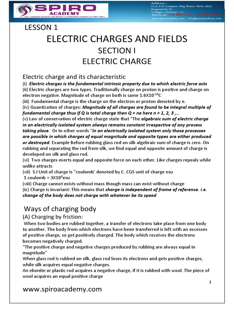 Electric Charge and Field | PDF | Electric Charge | Electric Field