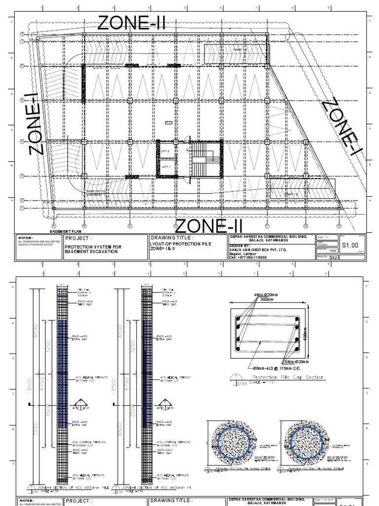Protection Pile Design Dwgs Balaju | PDF