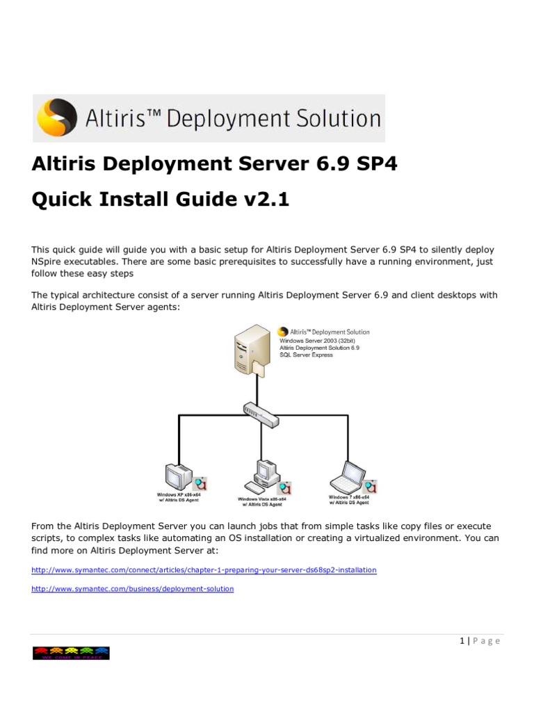 Altiris DS Quick Install Guide v2.1 | PDF | Installation (Computer ...