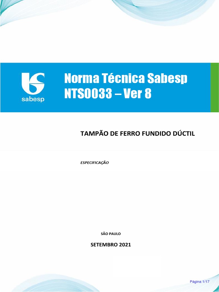 Especificação técnica para tampão de ferro fundido dúctil | PDF ...