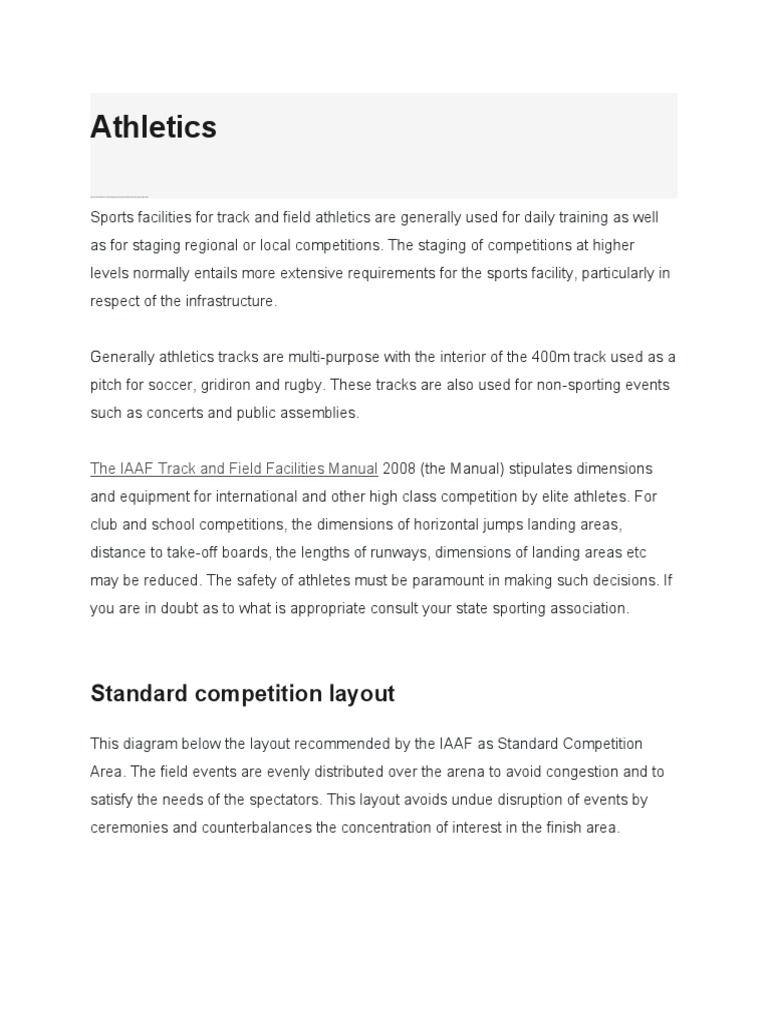 Athletics: Standard Competition Layout | PDF | Track And Field | Sport ...