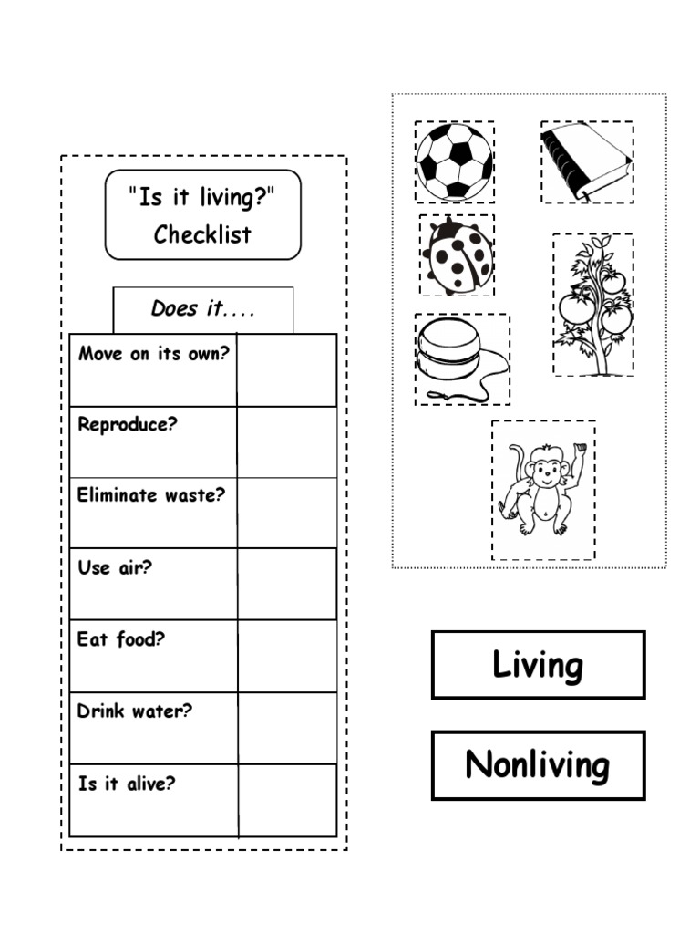 Living Nonliving: "Is It Living?" Checklist | PDF | Home & Garden ...
