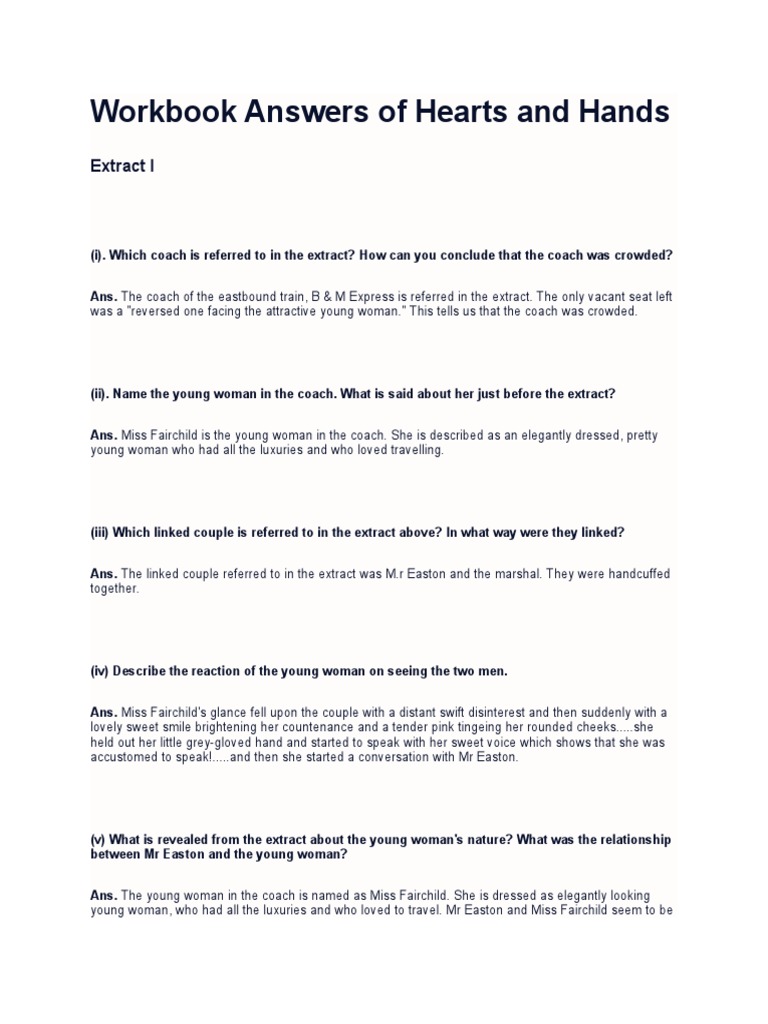 Workbook Answers of Hearts and Hands | PDF