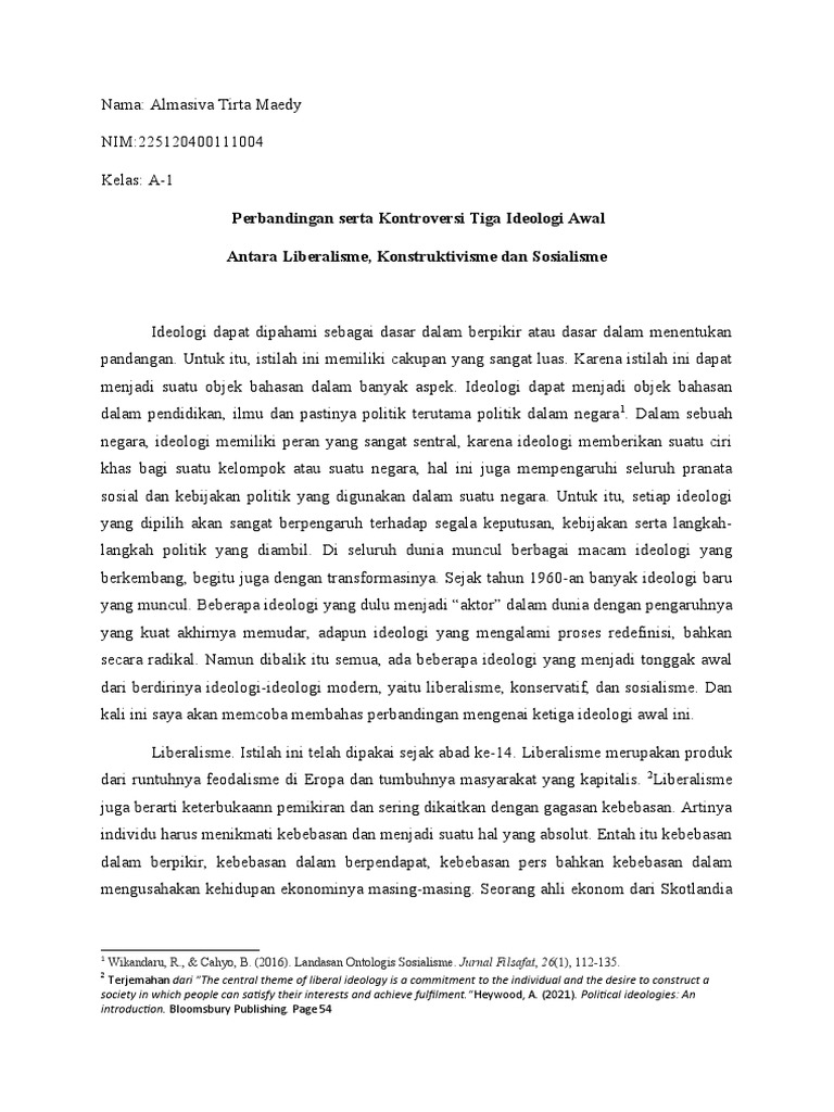 Perbandingan Ideologi: Liberalisme, Sosialisme, Konservatisme | PDF ...