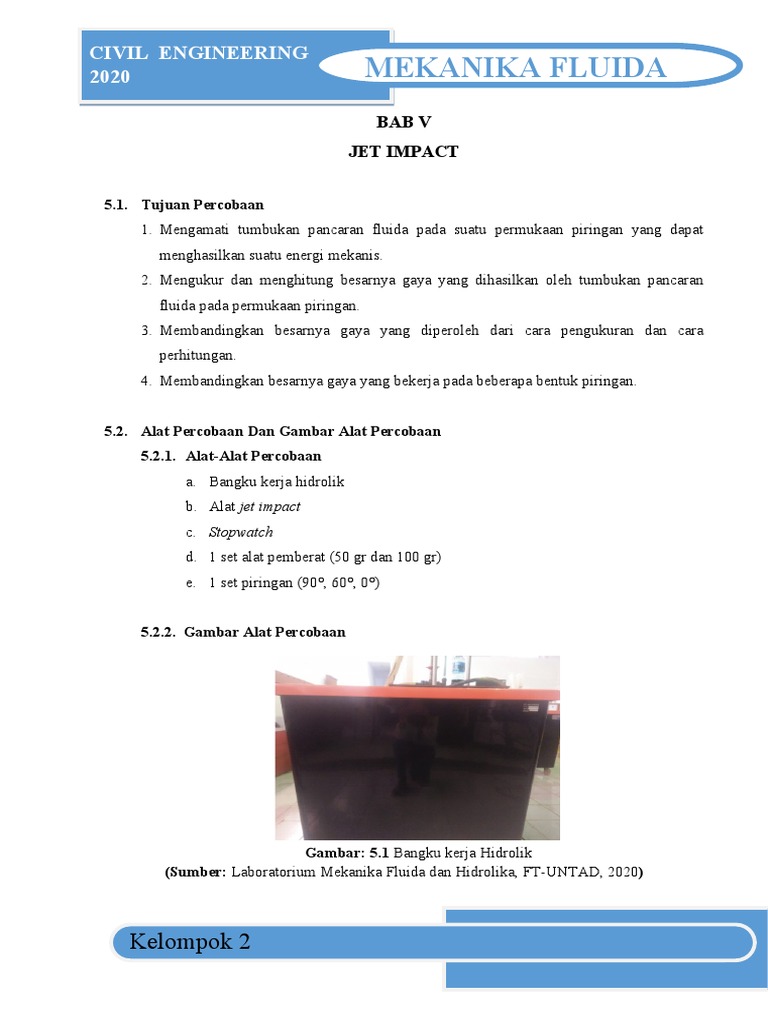 Percobaan Jet Impact dalam Mekanika Fluida | PDF