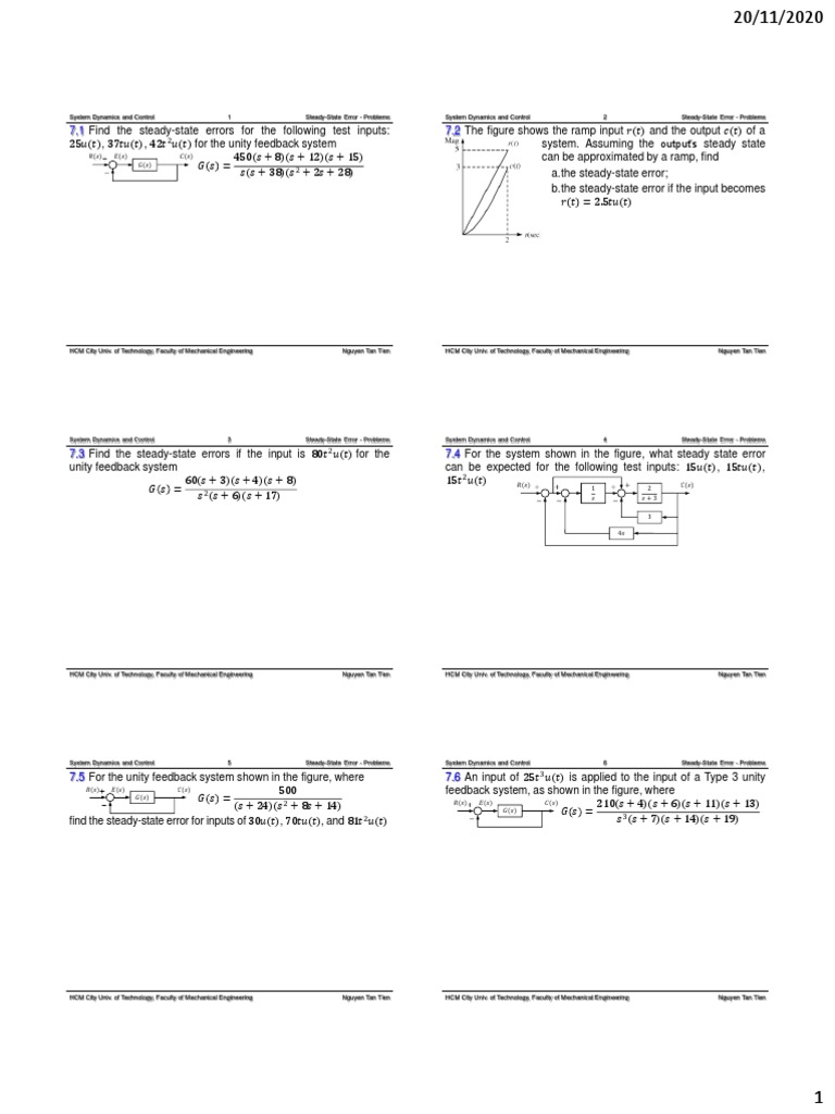 Steady-State Error Problems | PDF | Control Theory | Steady State