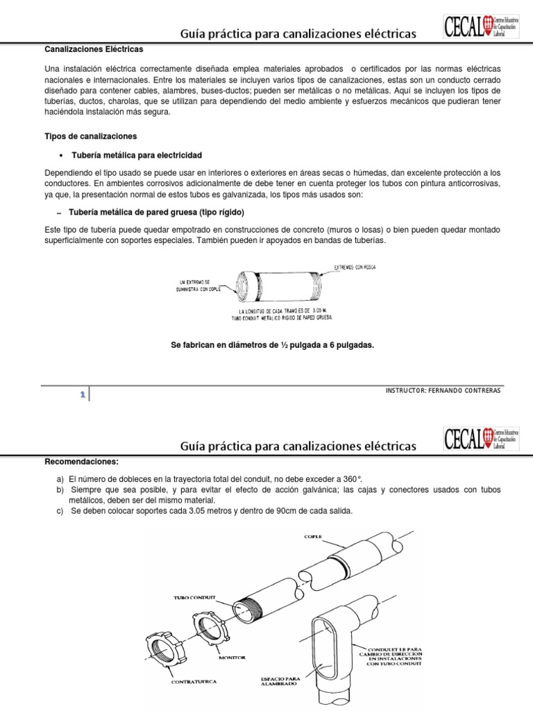 Canalizaciones Eléctricas Completo | PDF | Tubería (transporte de fluidos) | Materiales