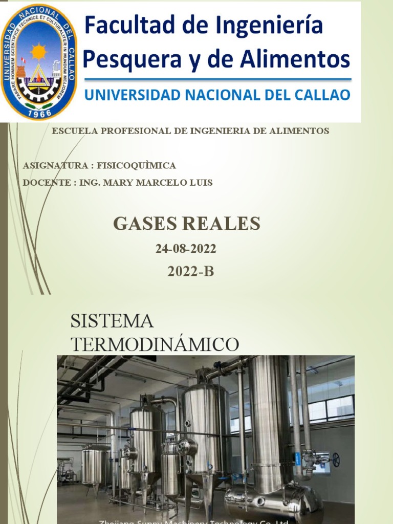 Gas Reales - Primera Clase 23-08-22 | PDF | Gases | Termodinámica