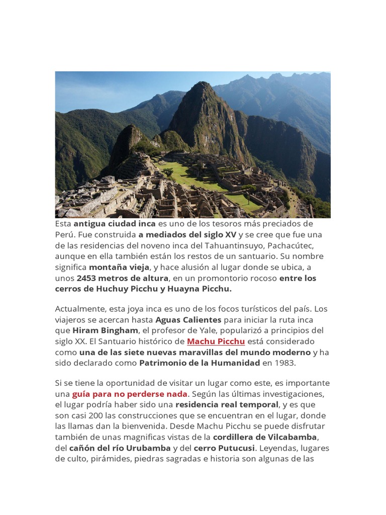 Machu Picchu | PDF | Machu Picchu | Imperio Inca