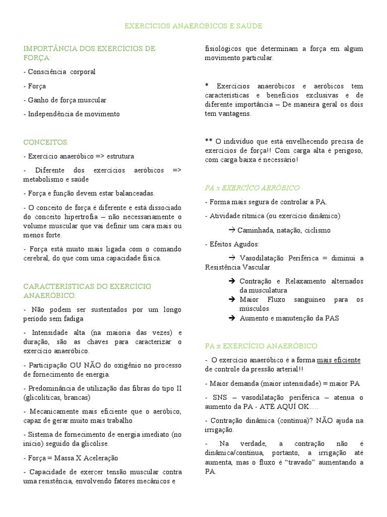 Benefícios dos Exercícios Anaeróbicos | PDF | Músculo esquelético ...
