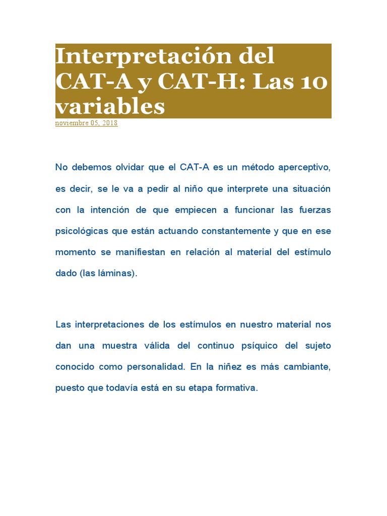 Interpretacion Del Cat | PDF